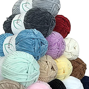 FINECE Soft Velvet Yarn Chenille Yarn for Crocheting Baby Blanket Yarn for Knitting 100 gr (132 yds) Fancy Yarn for Crochet Weaving Craft Amigurumi Yarn (1 Skein, 2020-Cream)