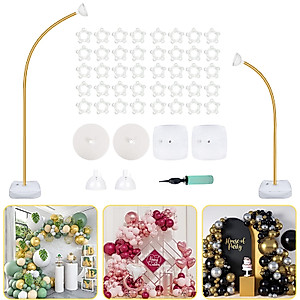 OurWarm 9.35Ft & 6Ft Gold Balloon Arch Stand, Free Bending Shape Balloon Arch Kit, Half Arch Balloon Stand with Base for Floor, Ideal for Wedding Birthday Baby Shower Graduation 4th of July Decoration