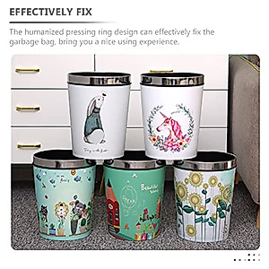 LUOZZY Round Waste Bin 12L Unicorn Pattern Trash Can Pressing Ring Garbage Bin for Kids Room Bedroom