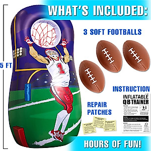 JOiFULi Inflatable Quarterback Football Target Toss Party Game, Sports Toys and Gifts for Kids Boys Girls and Family