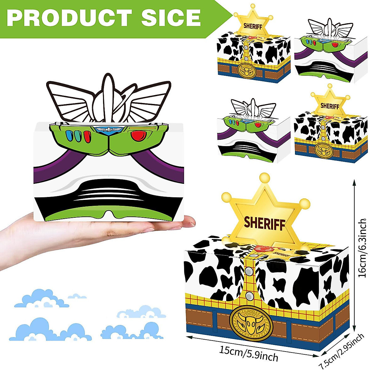 AHIONB Toy Inspired Story Party Favor Treat Boxes, 12 Pcs Present Boxes Paper Gift Boxes, for Theme Birthday Baby Shower Party Supplies Decoration