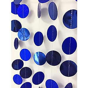 Autupy 4 Pack 52 feet Royal Blue Circle Garland Navy Blue Dots Paper Garland String Hanging Backdrop for Birthday Rustic Wedding Baby Shower Vintage Bachelorette Party