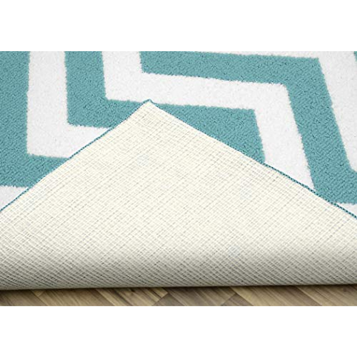 Garland Rug Large Chevron Area Rug, 5 by 7-Feet, Teal/White