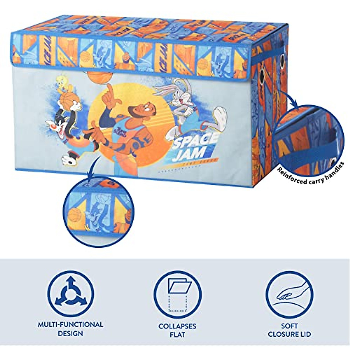 Idea Nuova SPACE JAM: A New Legacy Collapsible Storage Trunk with Lid, 28" W x 16" D x 14.5" H