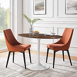 Modway Lippa 48" Mid-Century Modern Dining Table with Oval Top in Walnut