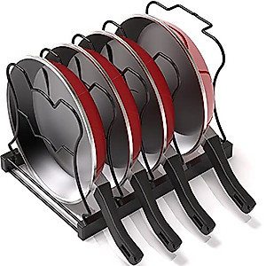 SimpleHouseware 5 Compartments Height Adjustable Pan Organizer, Black