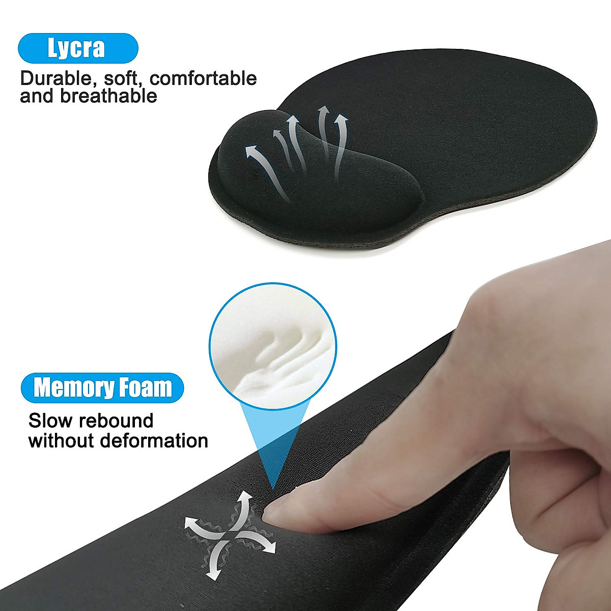 Keyboard Wrist Rest Mouse Pad Wrist Support Pads for Keyboard and Mouse, Ergonomic Memory Foam Wrist Pad for Pain Relief and Easy Typing, Arm Rest for Home & Office Laptop Computer, Black