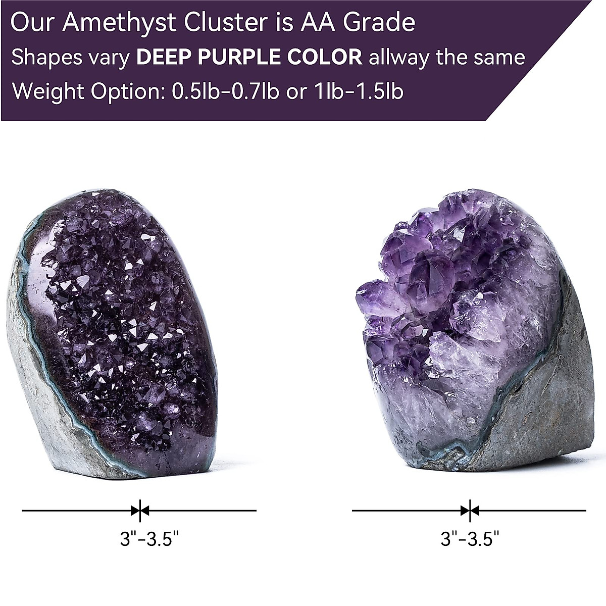 Natural Deep Purple Amethyst Crystal Geode from Uruguay 1lb-1.5lb, A Grade Amethyst Cluster, Premium Gift Box for Collectors Reiki Healing Positive Energy by GEMBOURY