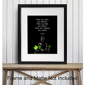 Buddha Inspirational Quote Wall Art - Positive Zen Spa Decor - 8x10 Home Decoration for Office, Meditation Room, Yoga Studio, Bedroom, Bathroom - Unique Encouragement Gift for Women, Buddhists
