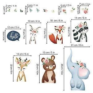 decalmile Woodland Animal Wall Stickers Elephant Bear Fox Wall Decoration Children's Bedroom Baby Nursery Living Room