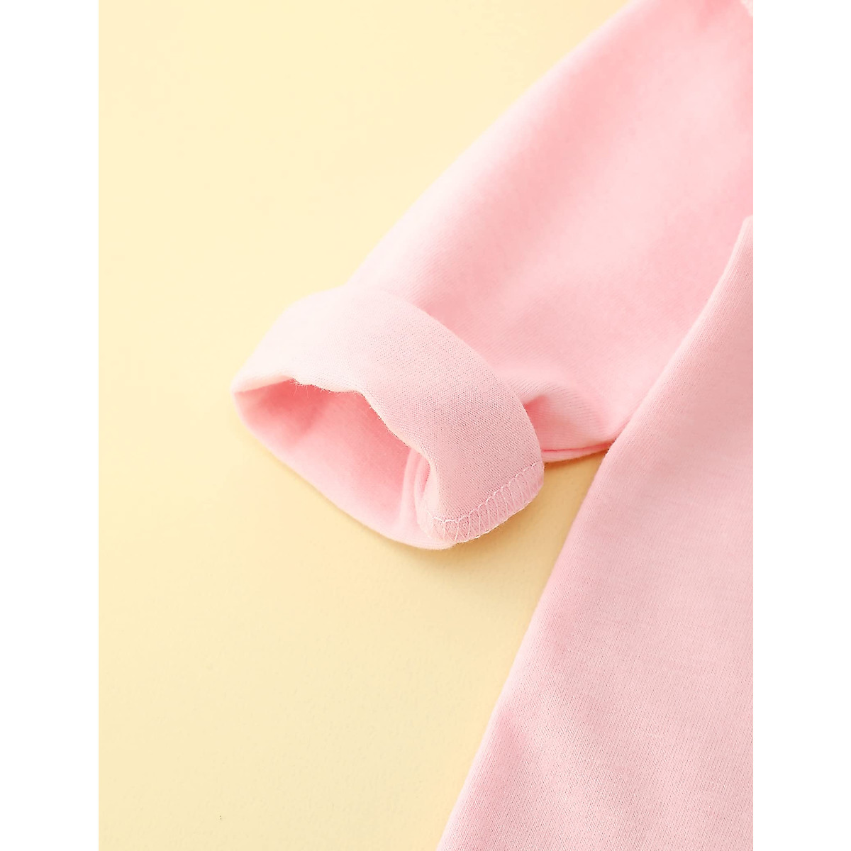 TUEMOS Baby Girl First Easter Outfits Long Sleeve Romper Bunny Suspender Skirt Easter Newborn Clothes Set Flower Pink 3-6 Months