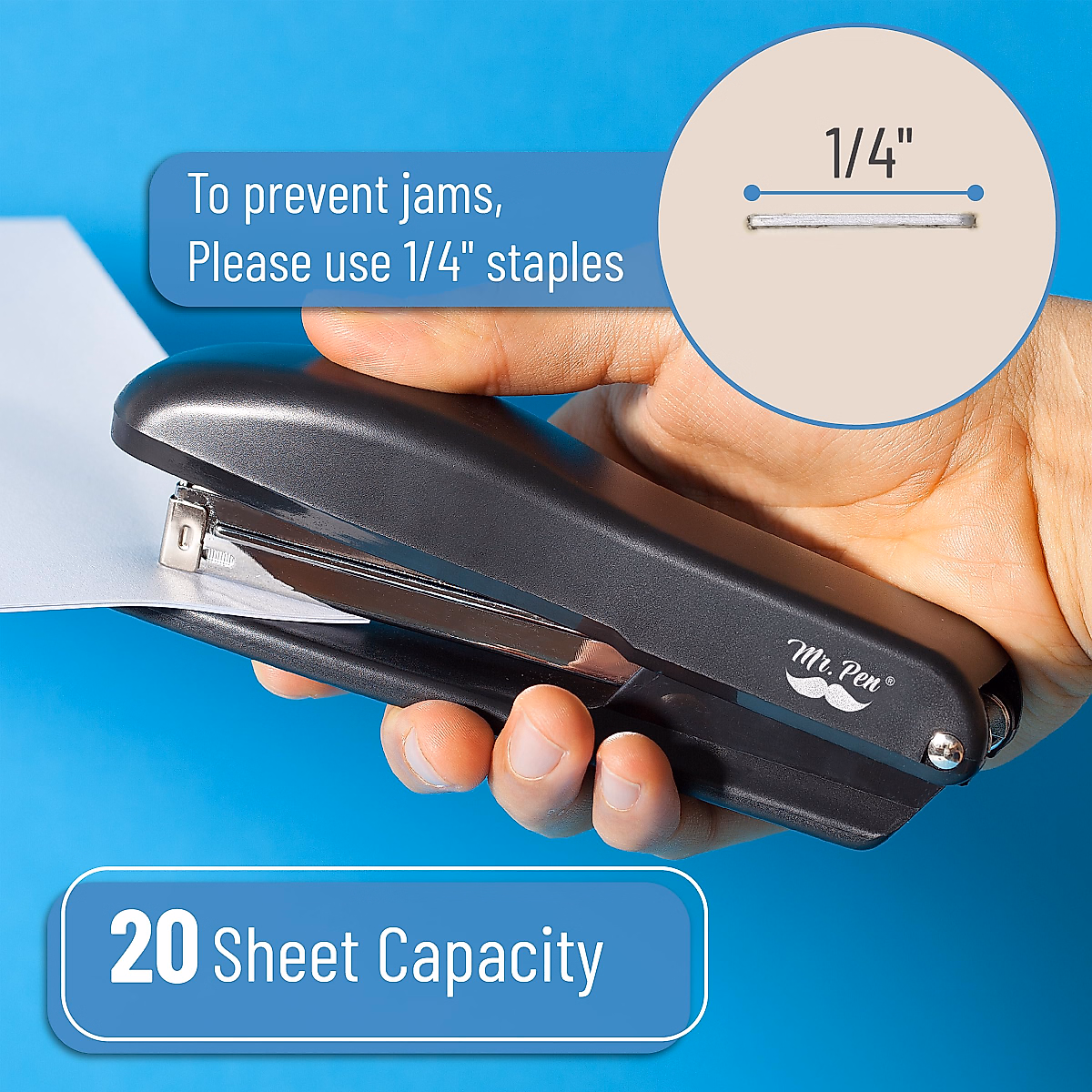 Mr. Pen Staplers with 200 Staples, 20 Sheet Capacity, Pack of 2