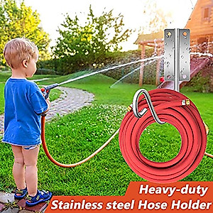 304 Stainless Steel Garden Hose Holder Hanger, EFFIET Heavy Duty Bird Feeder Stand Wall Mounted Hose Reel Rack Bracket Deco Hose Storage Hook, Holds 125-Feet of 5/8-Inch Hosepipe, extension cords