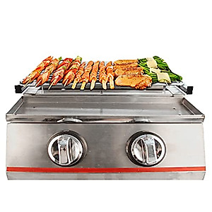 Kitneed Small Portable Gas Grill - 2 Burner Table Top Liquid Gas Grill Stainless Steel Outdoor Camping Grill with Adjustable Lifting Grill for Camping Picnics Patio Garden Outdoor Cooking BBQ