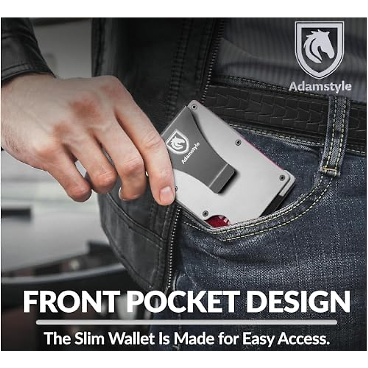 Adamstyle Minimalist Slim Wallet for Men - Mens Metal Compact Wallets - Rfid Blocking Credit Card Holder with Money Clip