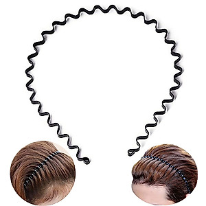 bodbop XINGZHE Hairband, Metal Unisex Wavy Hair Hoop with Teeth for Men, Women, and Boys, 2 PCS Black for Sports