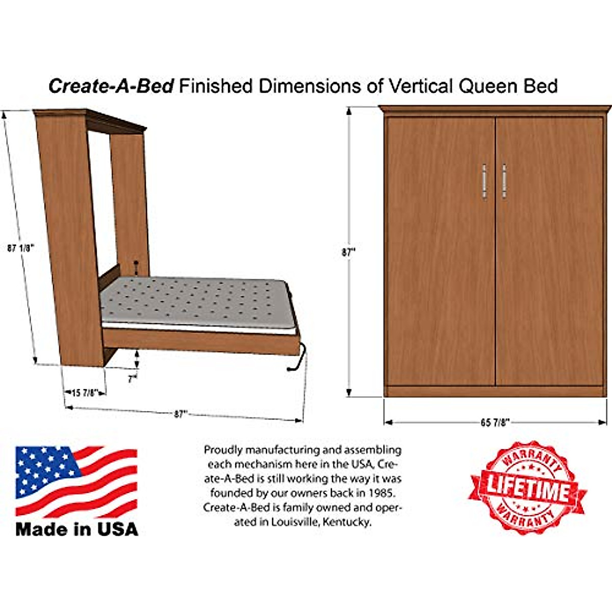 Adjustable Queen Size Deluxe Murphy Bed Kit, Vertical