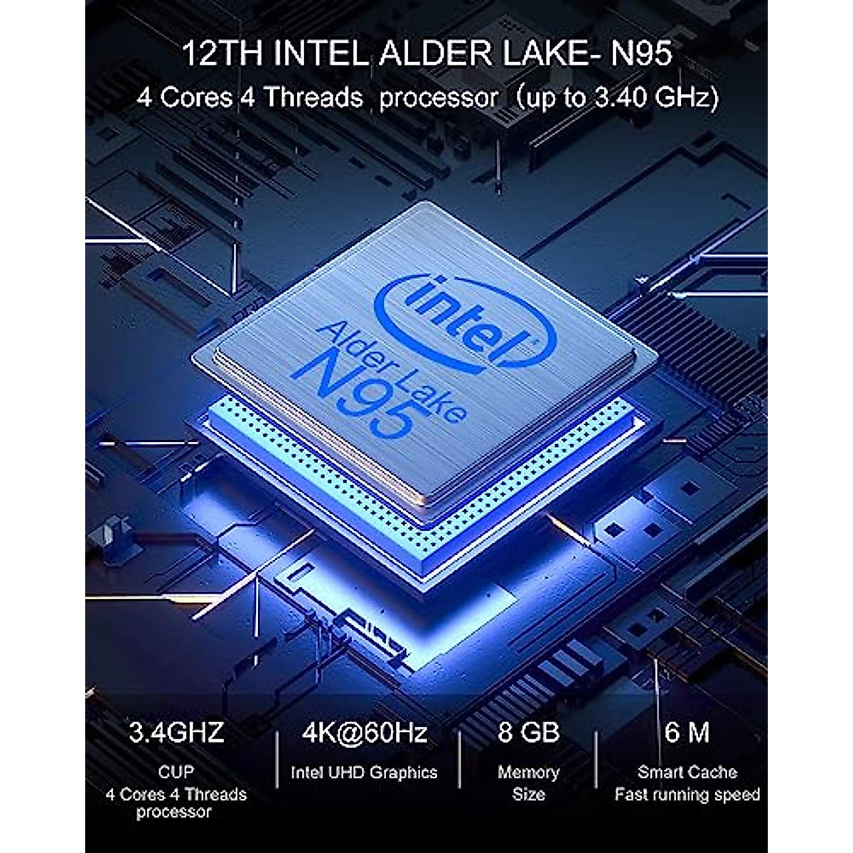 KAMRUI AK1PLUS Mini PC,12th Intel Alder Lake- N95 up to 3.4 GHz,8GB RAM+256GB M.2 SSD,Mini Computer Windows 11 Pro, Support 2.5" SSD (up to 2TB),WiFi 2.4G/5G,BT 4.2,4K, Business, Home, Office