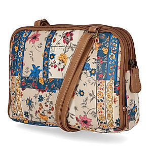 MultiSac Zippy Triple Compartment Crossbody Bag, Pretty Patch/Hazelnut