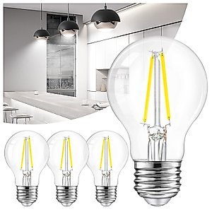 DAYBETTER 4 Pack LED Edison Bulbs, E26 LED Bulb 60W Equivalent, High Brightness 800 LM Daylight White 5000K, A19 LED Filament Light Bulbs, Clear Glass Style for Home, Non-Dimmable