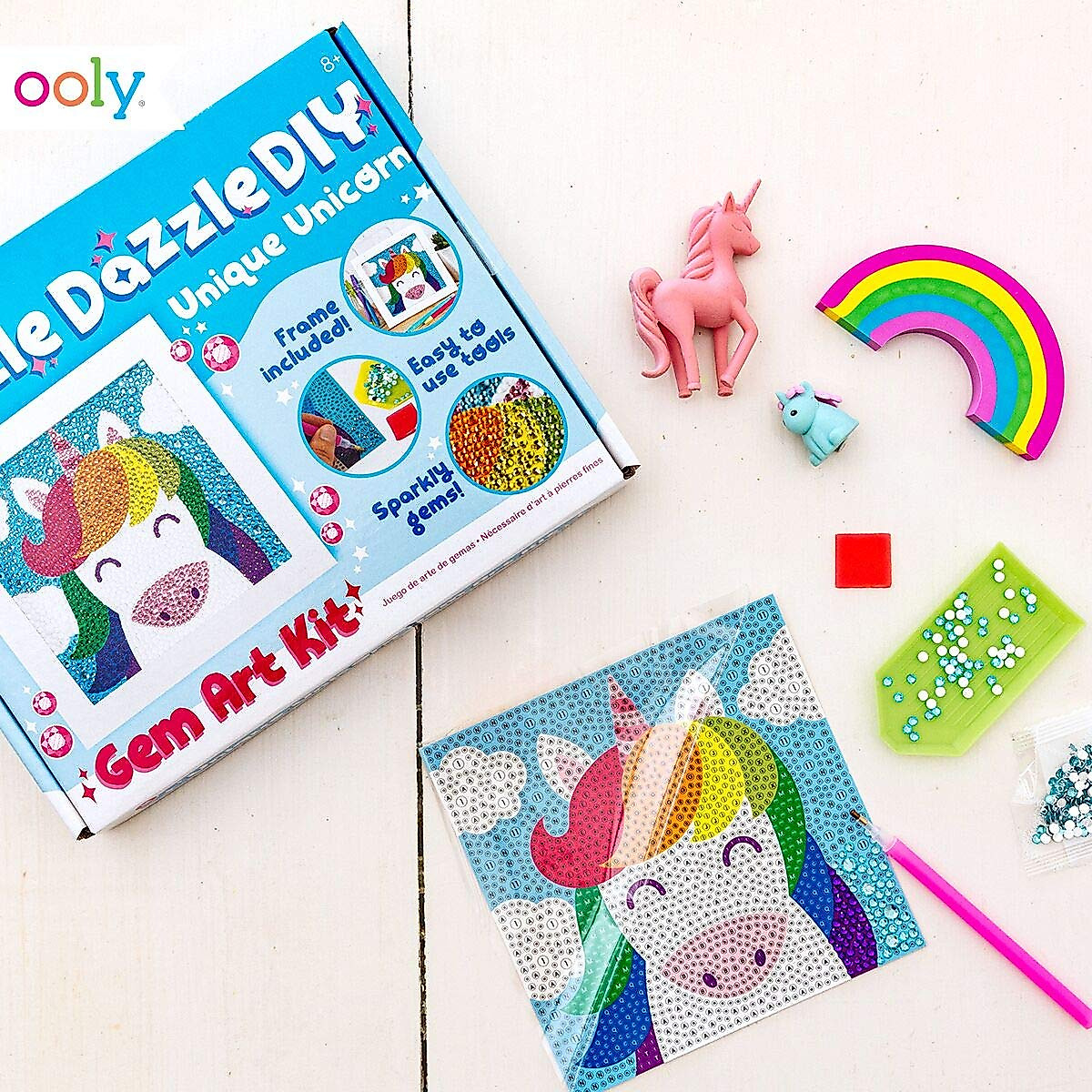 Ooly, Razzle Dazzle DIY Gem Art Kit for Kids, School, Art Projects, Diamond Painting, Rhinestone Craft Mosaic - Unique Unicorn