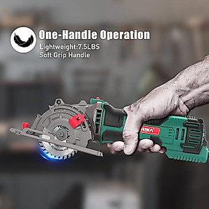 Mini Circular Saw, HYCHIKA Compact Circular Saw Tile Saw with 3 Saw Blades 4A Pure Copper Motor, 3-3/8”4500RPM Ideal for Wood, Soft Metal, Tile and Plastic Cuts, Laser Guide, Scale Ruler