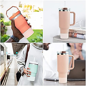 Turmaster 1Pcs Silicone Boot for Stanley 40 oz Quencher Tumbler, Silicone Cups Sleeve for Stanley IceFlow 20oz 30oz, Stanley Cup Accessories, Protective Cover for Water Bottle Bottom(Clear)