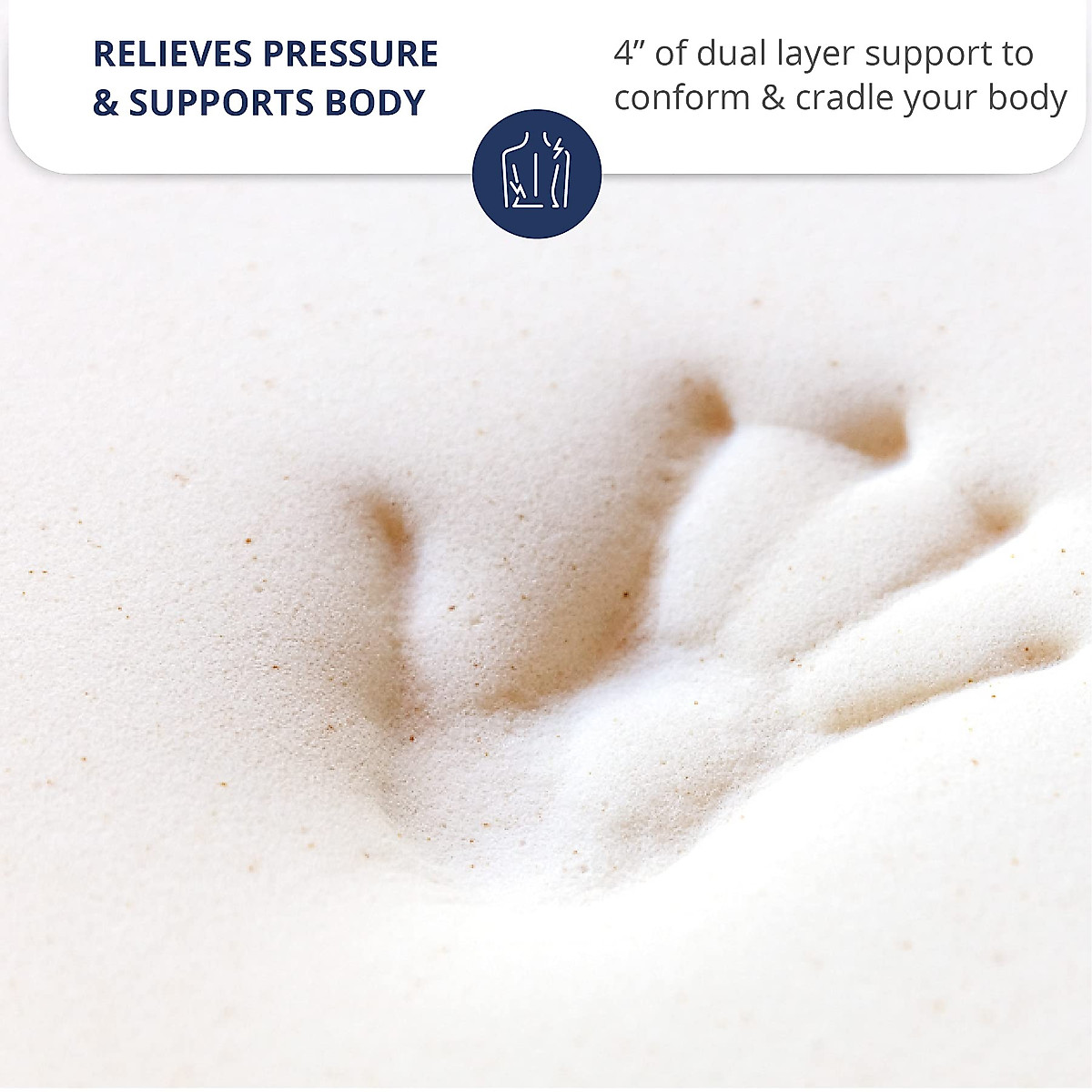 ViscoSoft 4 Inch Active Cooling Memory Foam Mattress Topper Queen - Made in USA Select Copper-Infused Black Mattress Pad