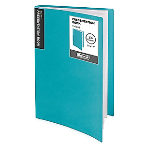 Dunwell 11x17 Portfolio Binder Folder (Aqua, Vertical) - Binder with Plastic Sleeves and Poly Cover, Portfolio Presentation Book with 24 Binder Pockets, Large Art Portfolio Folder