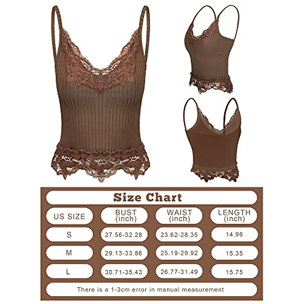 Newcotte 6 Pcs Lace Patchwork Tank Top Y2k Fairy Grunge Lace Ribbed Knitted Crop Top for Girls Women(X-Large,Classic Color)