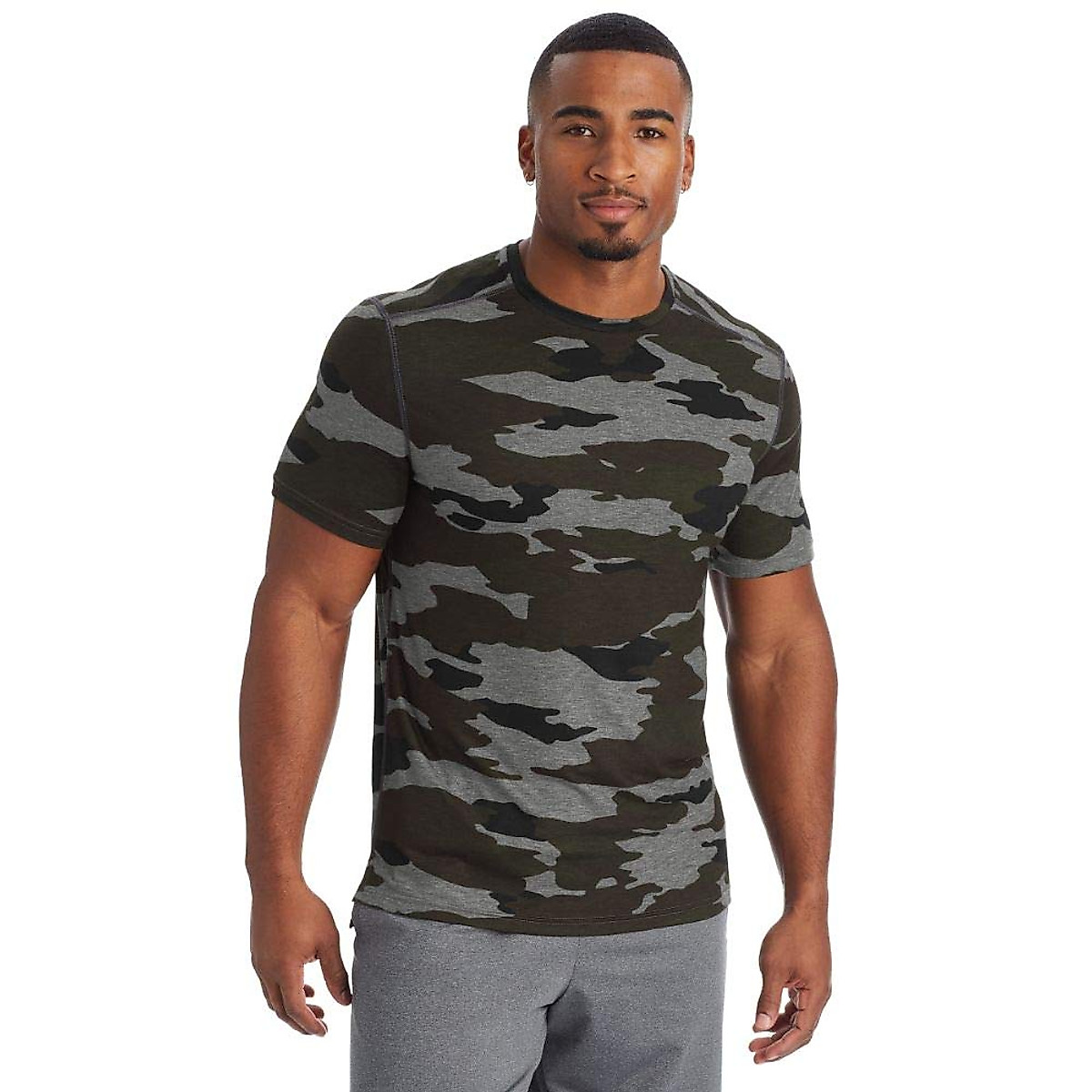C9 Champion Men's Modern Training Tee, Excursion Camo/Ebony, XL