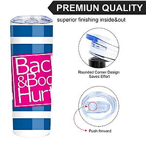 ATHAND Back and Body Hurts Mug Funny Parody Exercise Skinny Tumblers Cup Coffee Mug with Lid 20oz Funny Iced Coffee Travel Mug Gifts for Women Men Friends (Pack of 1)