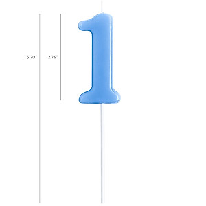 eusbon 1st Birthday Candle, 2.76” Big Size Number Candle for Cake Decoration, Birthday Party, Wedding Anniversary, Blue (Number 1)