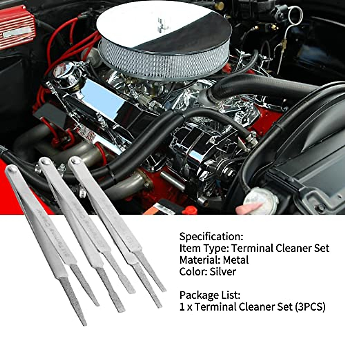 KIMISS Terminal Cleaning Tool, 3PCS Metal Terminal Cleaner Set Auto Repairing Hardware Tool for Small Electrical Spade Pin Connector