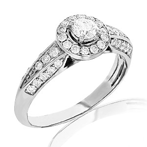 Vir Jewels 3/4 cttw Diamond Wedding Engagement Ring 14K White Gold Halo Prong Set Bridal Size 6