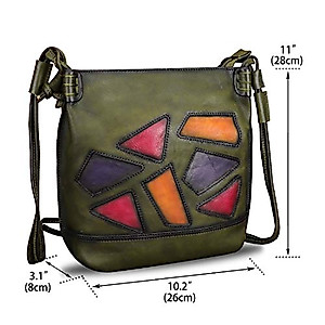 Genuine Leather Crossbody Purses for Women Satchel Purses Vintage Handmade Shoulder Bag Cowhide Handbags (Green)
