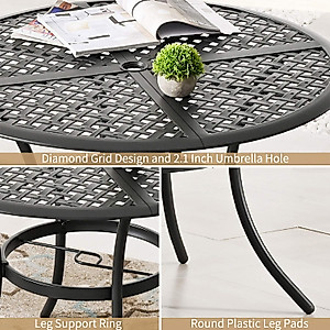 PatioFestival Patio Dining Set Outdoor Furniture Swivel Rocker Chairs Round Metal Table Sets with All Weather Frame (5Pcs, Beige)
