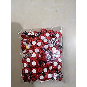 100 pcs Wooden Ladybug Garden Stones - Decorative Outdoor Ornaments - Garden Decoration for Vegatable and Flower Beds