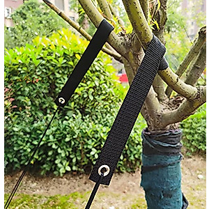 WANZHU Tree Stake Kits - 6pcs 11.4'' yellow Anchoring Stakes + 6 Straps 65 Feet Rope Enough for 2 Finish Trees Sapling Straight Healthy Growth Outdoor Garden Yard Plant Fix