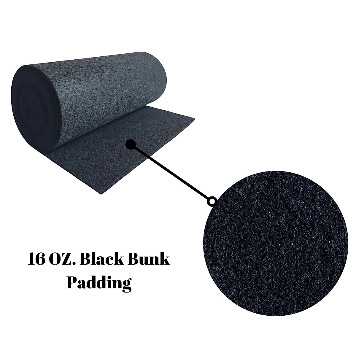 Carpet by the Foote,16oz Boat Trailer Bunk Padding, Trailer Guide Padding, 18"(in.) x 18'(ft.), Black