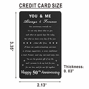 Personalized 50th Anniversary Card Gifts for Men Women - Happy 50th Anniversary Card, 50 Year Wedding Anniversary Wallet Card Present