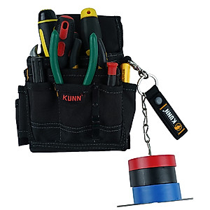 KUNN Electrical Tape Holder,Dual-Use Tape Thong,Enhanced Fast Tape Holder Chain for Tool Belt with Keyring,Snap Loop and Button(1Pack,Black)