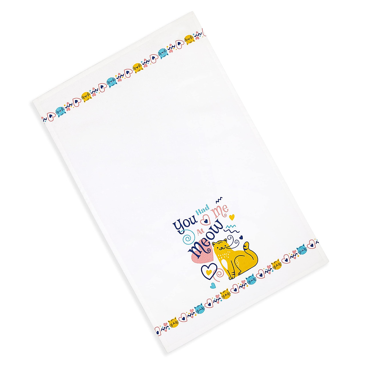 Cackleberry Home Cat Lover Cotton Kitchen Towel Set - You Had Me at Meow and Cats Leave Paw Prints on Your Heart