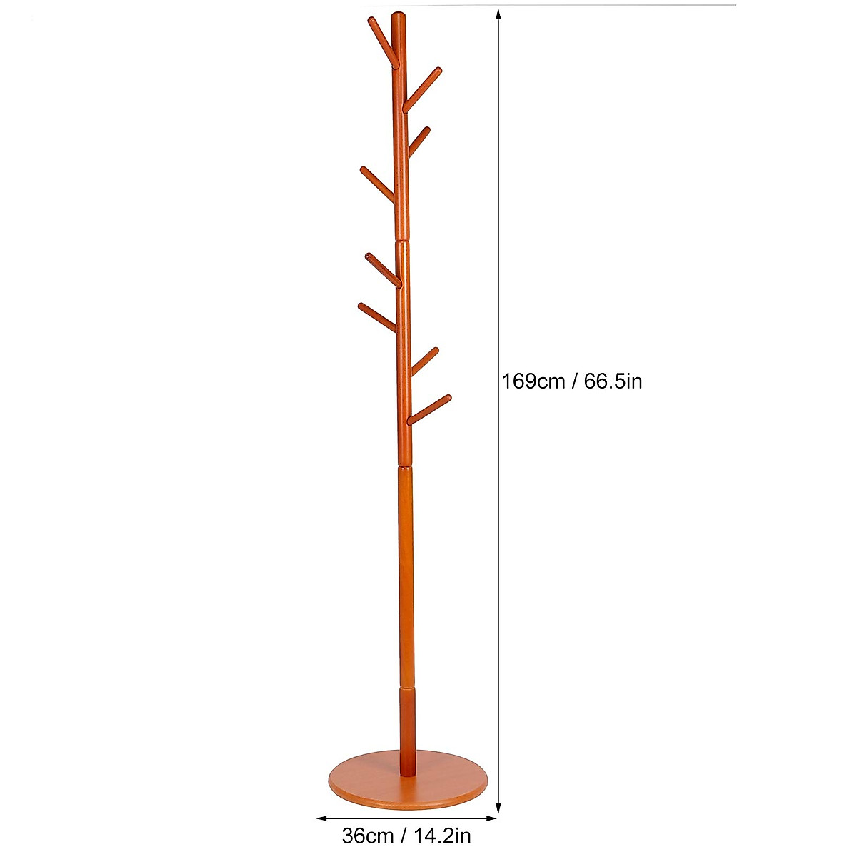 Coat Rack Freestanding,Coat Rack,Hall Tree,Coat Tree,Wooden,Coat Rack Stand with 8 Hooks Adjustable Coat Standing Tree for Coats, Hats, Scarves
