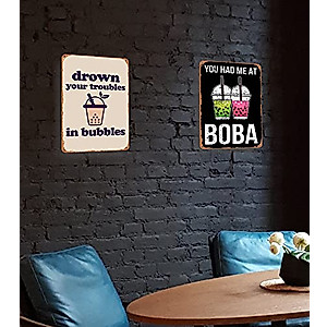 Funny Bubble Boba Tea 5 - Retro Metal Tin Sign Vintage Plaque Poster for Home Kitchen Bar Coffee Shop 12x8 Inch