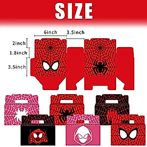 Yizeda 18 PCS Spider Birthday Party Favor Boxes Spider Hero Party Candy Gift Boxes Miles Morales Goodie Boxes for Spider Themed Birthday Party Decorations