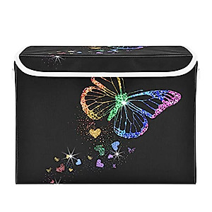 innewgogo Butterfly Storage Bins with Lids for Organizing Dust-proof Storage Bins with Handles Oxford Cloth Storage Cube Box for Room