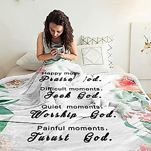 Healing Blanket, Positive Inspirational Thoughts Sherpa Blanket with Scripture Bible Verse Soft Throw Blanket -Christian Gifts for Women 50x60 Inch