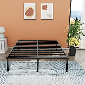 LITBOOM King Size Bed Frame/ 14 Inch Metal Platform Base/Mattress Foundation/No Box Spring Needed/Noise -proof/3000lbs Capacity