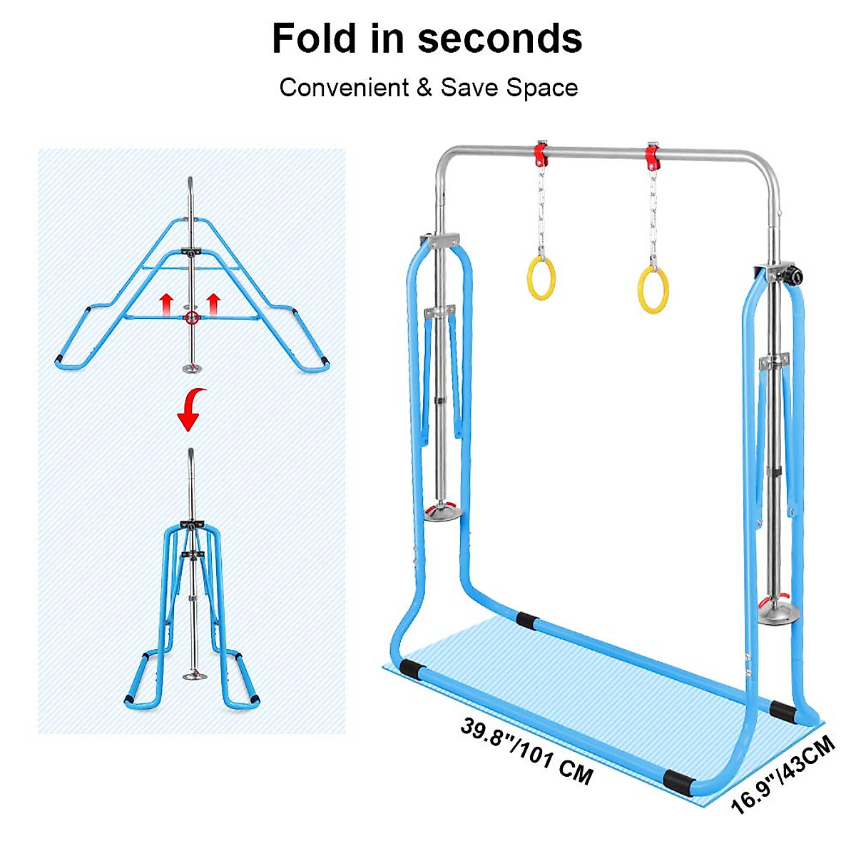 ONETWOFIT Gymnastics Bars Kids Kip Training Bars for Home,Folding Horizontal Bars with Adjustable Height,Practice Bar Gymnastic,Junior Training Bar for Child OT228